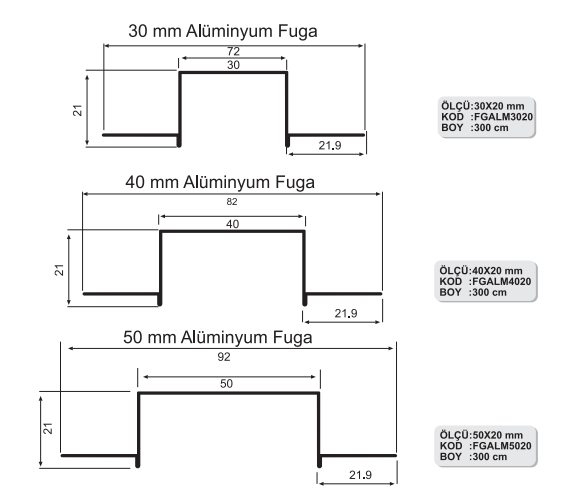 Alüminyum Fuga Profilleri